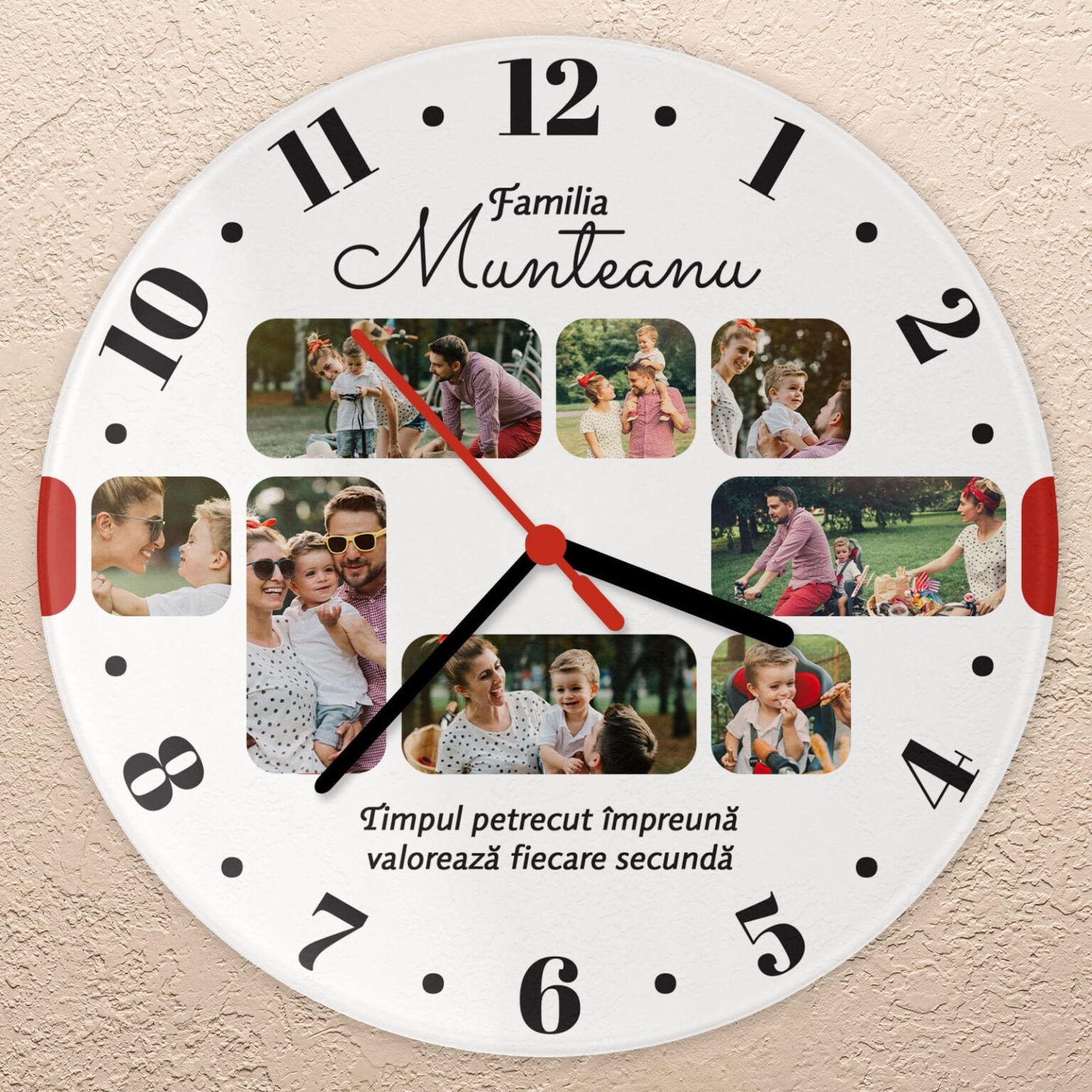 Ceas Personalizat Cadou Familie cu Poze, Nume și Mesaj | Cataleya.gift