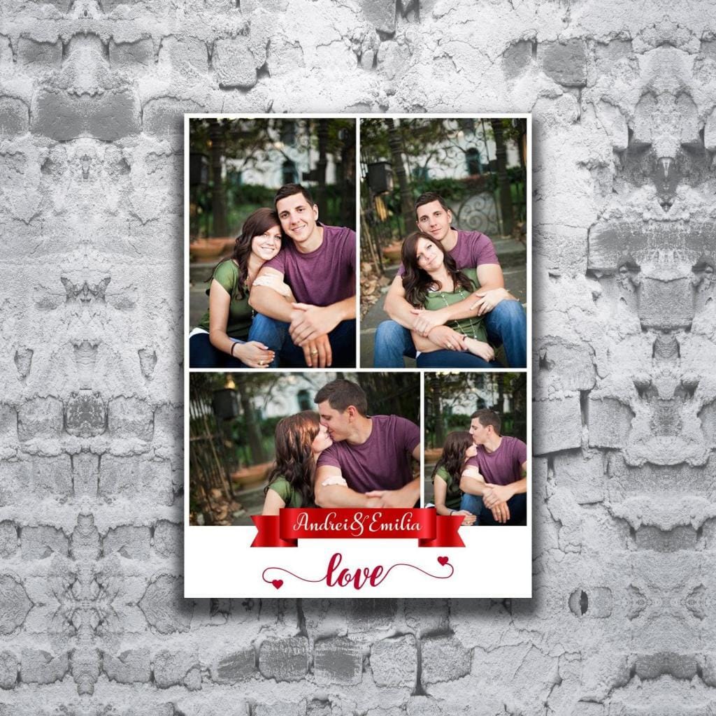 Tablou Canvas Personalizat cu 4 imagini și text - Cataleya Gift