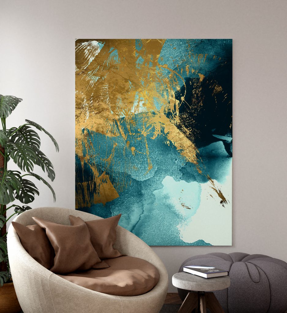 Tablou Canvas Decorativ Blue & Gold Foil - Cataleya Gift
