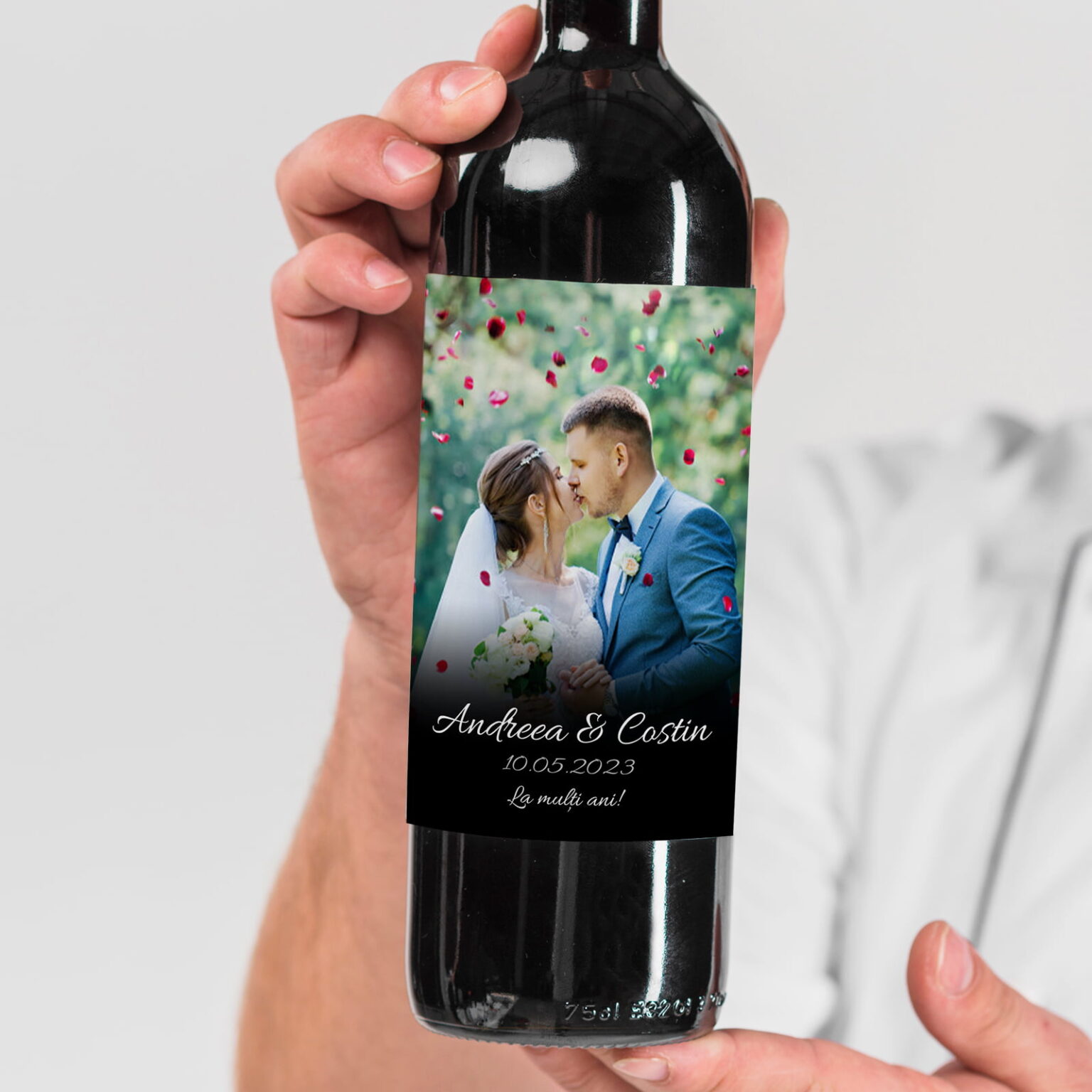 Sticlă de Vin de Aniversare Personalizată cu Poză și Mesaj | Cataleya Gift