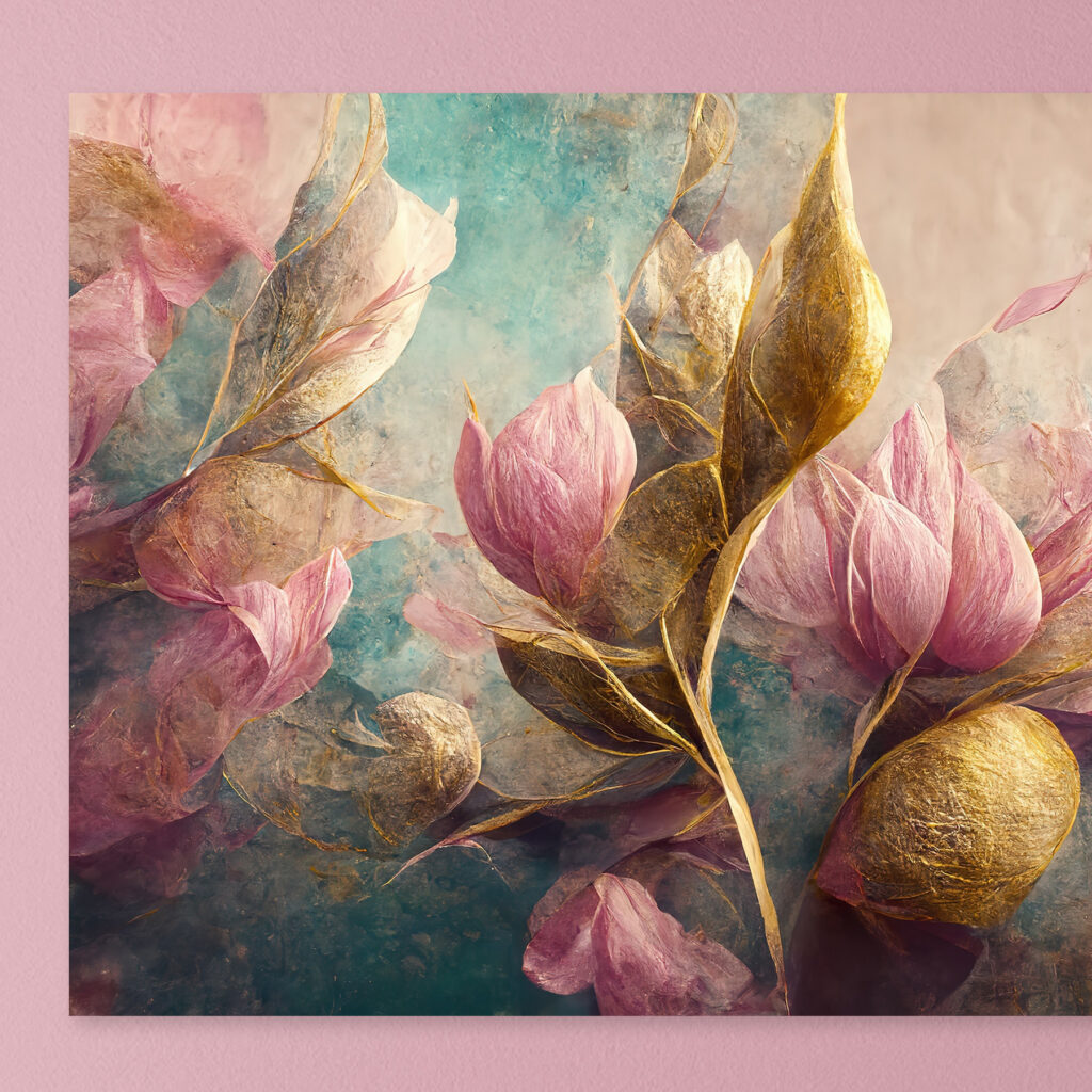 Tablou Canvas Decorativ Blue & Gold Foil - Cataleya Gift